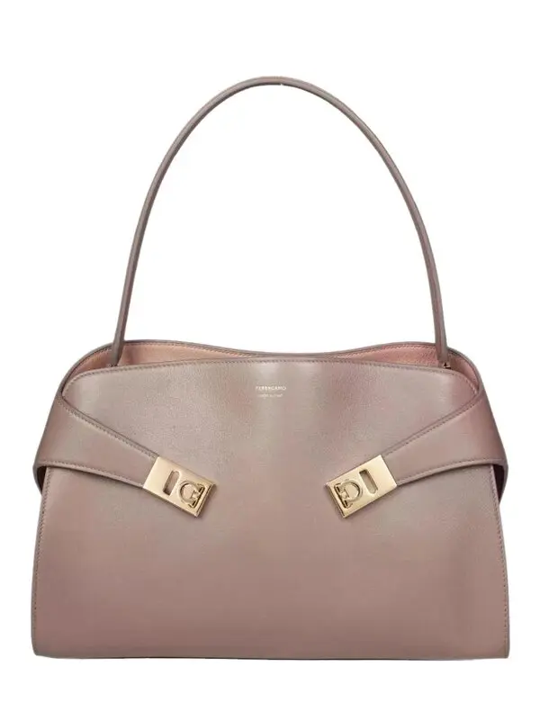 FERRAGAMO Hug Gancini Shoulder Bag - Neutrals