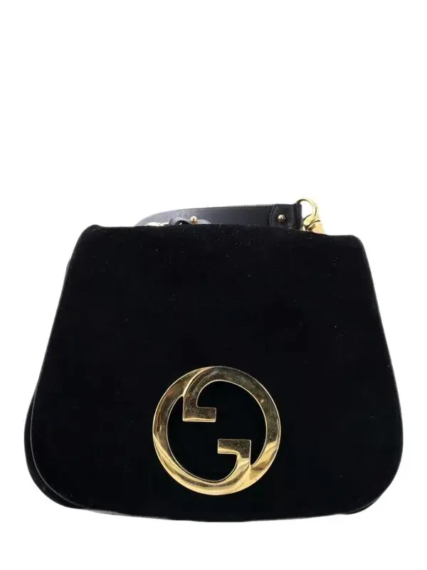 Gucci Blondie Flap Suede Medium Shoulder Bag - Black