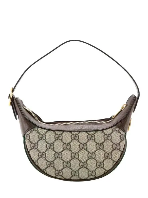 Gucci Ophidia Half Moon Bag Gg Coated Canvas Mini Hobo Bag - Brown