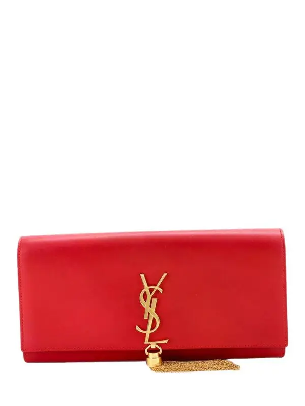 Saint Laurent Classic Monogram Tassel Clutch Bag - Red