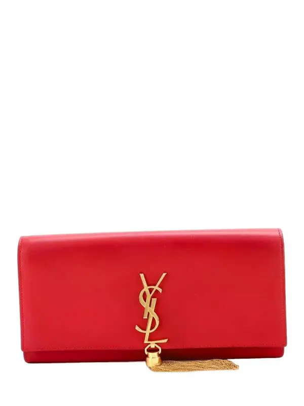 Saint Laurent Classic Monogram Tassel Clutch Bag - Red