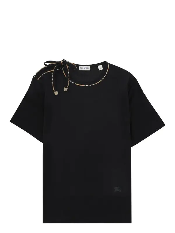 Burberry Cotton T-shirt With Bow Detail - Black