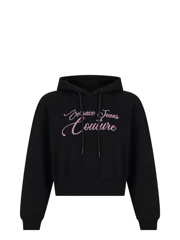 Versace Felpa Cropped Con Logo - Black