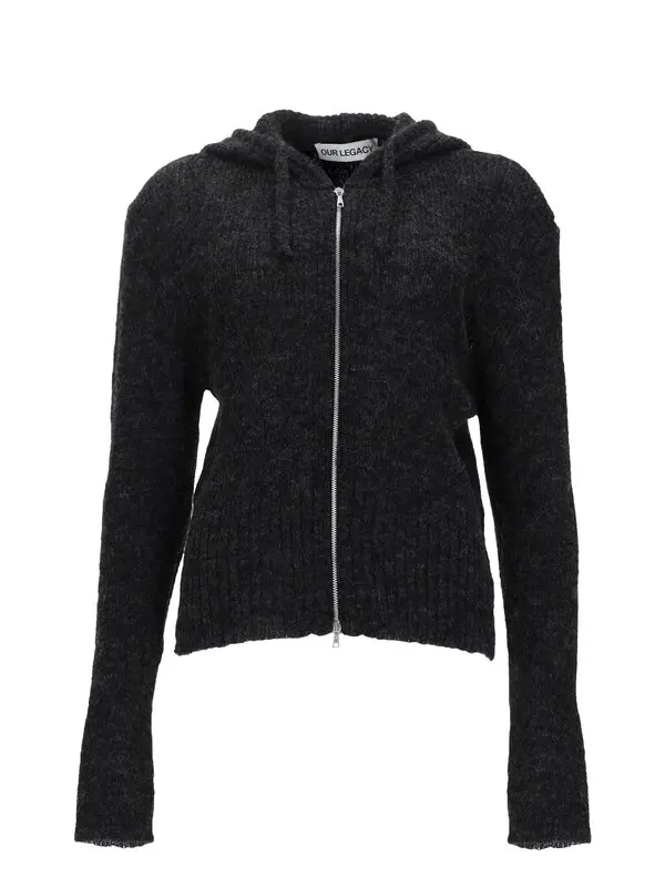 Our Legacy Compact" Zip-up Knit Hoodie - Charcoal