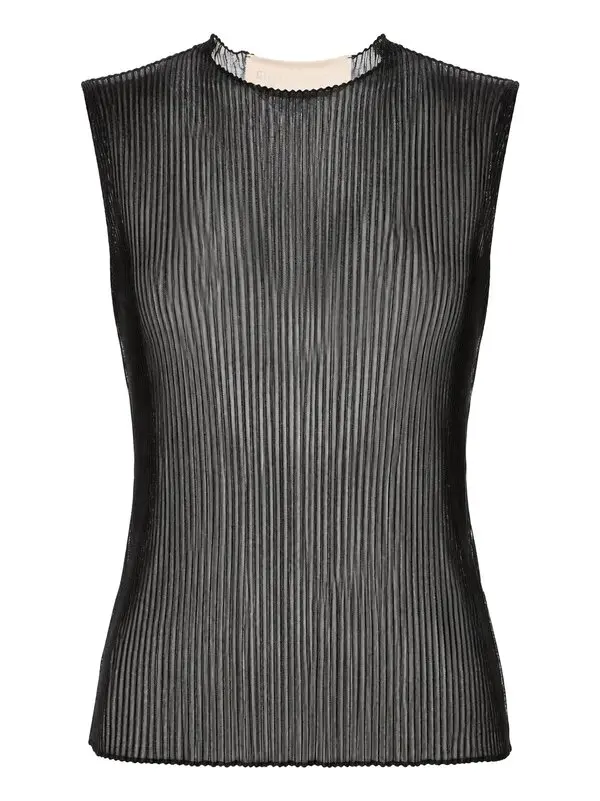 CIRCUS HOTEL Ribbed Sleeveless Top - Black