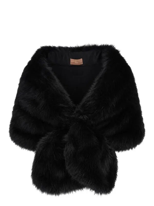 LEON & LOULOU PARIS Faux Fur Stole - Black