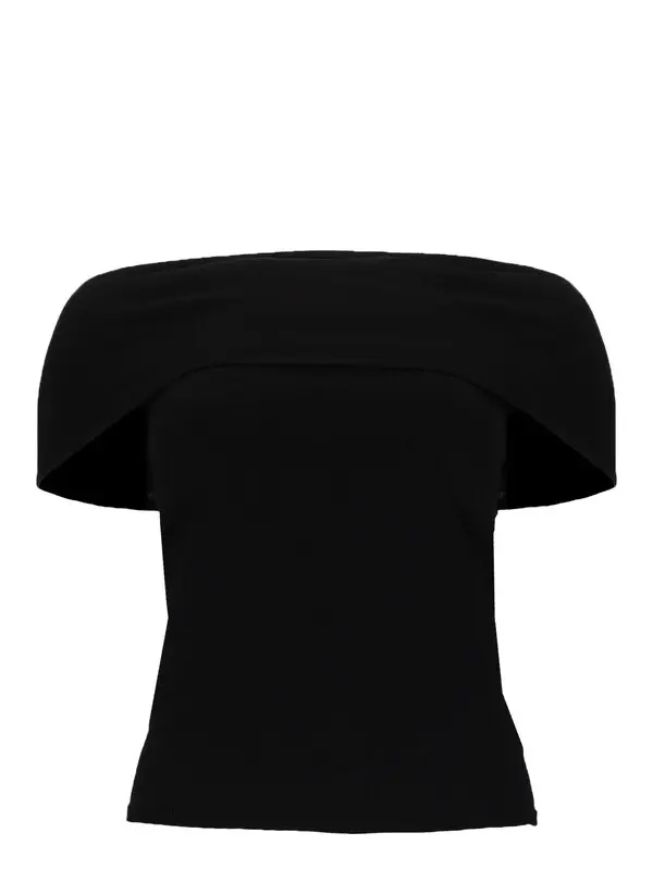 CIRCUS HOTEL Viscose Top With Cape Effect - Black