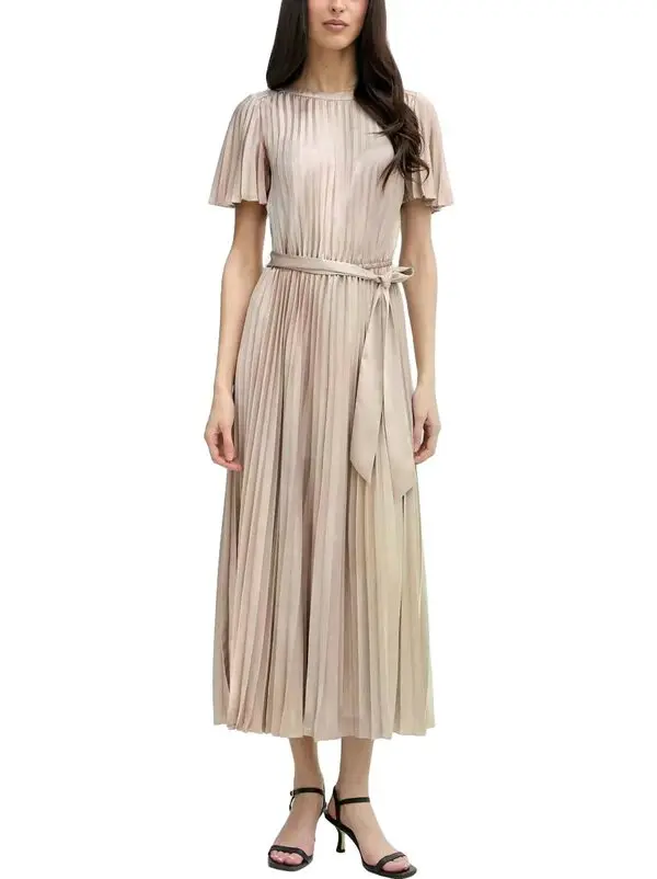 Joseph Ribkoff Pleated Midi Dress With Belt - Neutrals