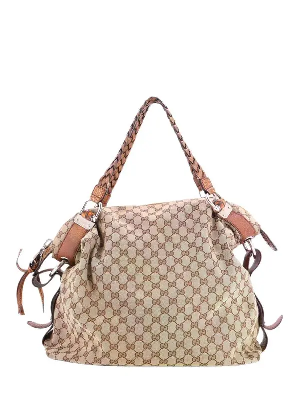 Gucci Bamboo Bar Gg Canvas Shoulder Bag - Brown