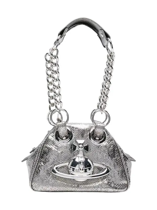 VIVIENNE WESTWOOD Orb Snakeskin-effect Shoulder Bag - Grey