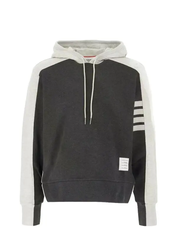 Thom Browne Loopback 4-bar Logo-patch Hoodie - Grey