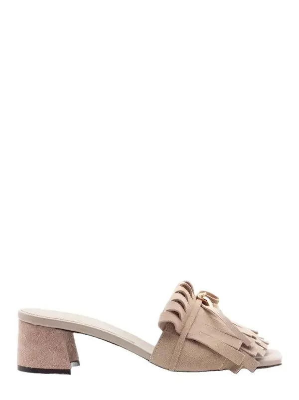 DONNARÌ Fringe Detail Heeled Sandals - Neutrals