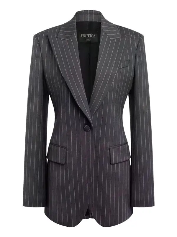 DONDUP Single-breasted Pinstripe Blazer - Grey