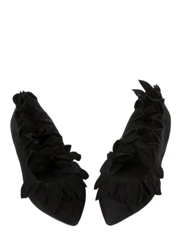 Alaïa Suede Petal Detail Ballet Flats - Black