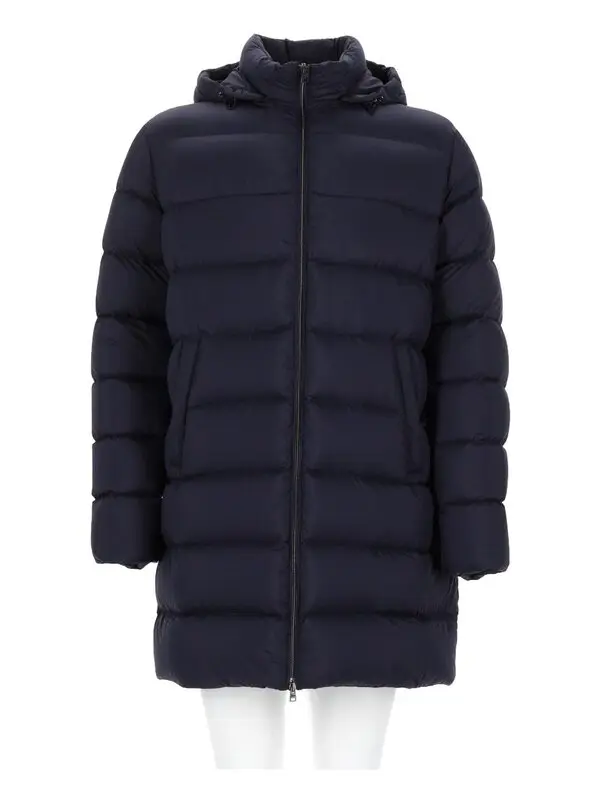 Herno Hooded Long Puffer Coat - Blue