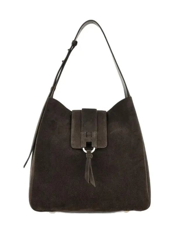 Hogan Trend Leather Hobo Bag - Brown