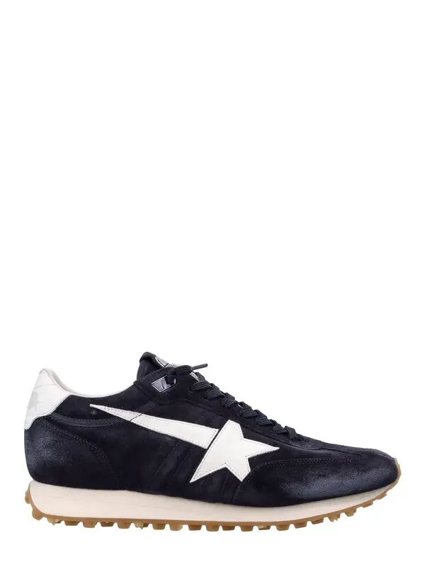 GOLDEN GOOSE Seventies-inspired Classic Track Sneakers" With Vintage-effect Finish - Blue/milk