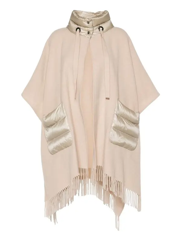 Herno Wool And Nylon Cape With Down Pockets - Pink