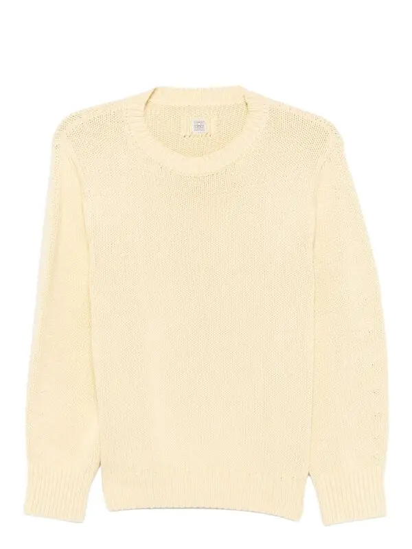 TOTEME Cotton Oversized Crew Neck Sweater - White