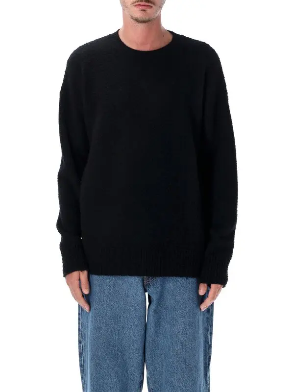ROBERTO COLLINA Textured Wool Crewneck Sweater - Nero