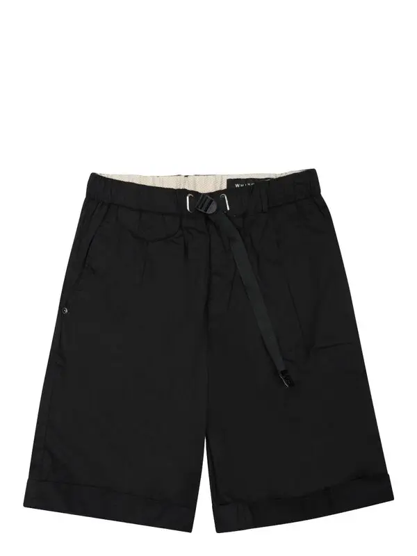 WHITE SAND Belted Cotton Blend Shorts - Black