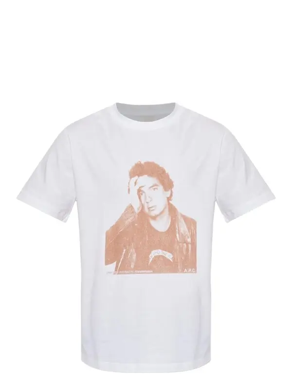 A.p.c. Crewneck T-shirt With Front Print - Bianco