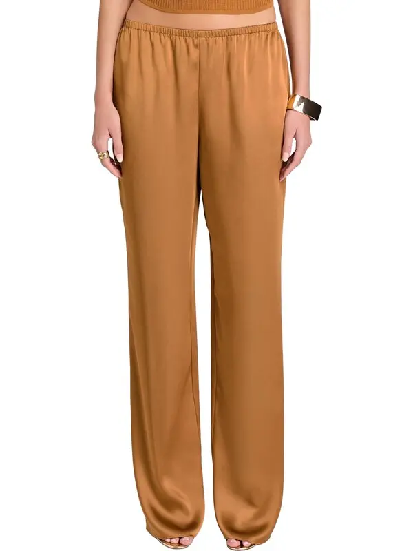 SEROYA Lillian Satin Wide Leg Pants - Dune