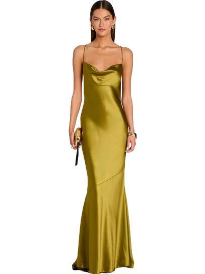 Retrofete Lukka Satin Gown - Basil