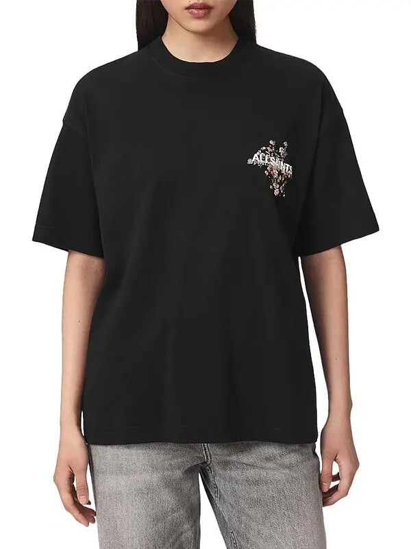 ALLSAINTS Valen Etta Floral Graphic T-shirt - Black
