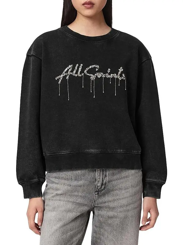 ALLSAINTS Embellished Logo Sweatshirt - Washed Black