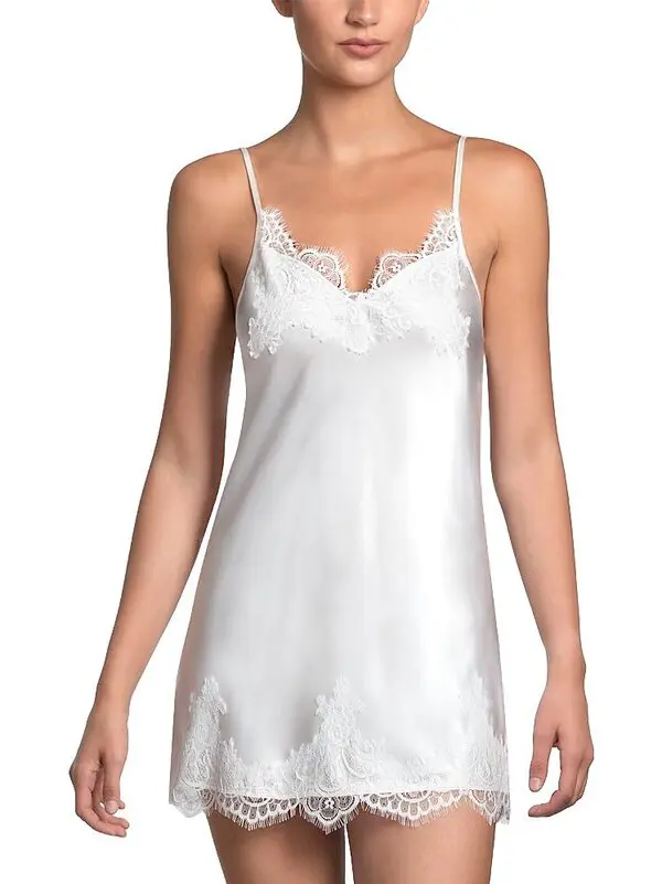 IN BLOOM BY JONQUIL Lace Trim Satin Chemise - Ivory