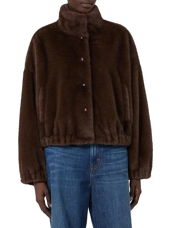 Max Mara Boxy Faux Fur Jacket - Brown