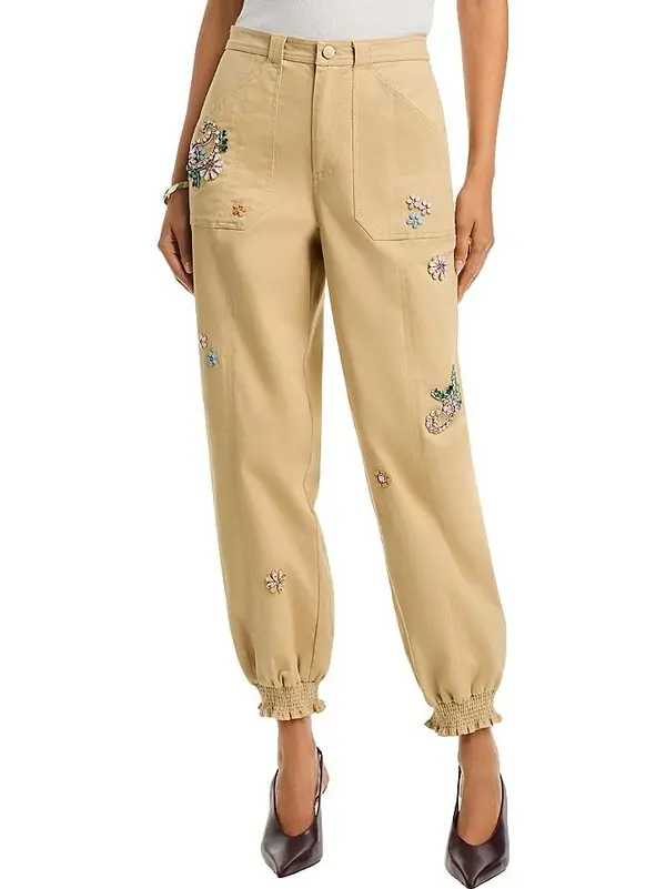 Cinq À Sept Rhinestone Embellished Jogger Pants - Khaki
