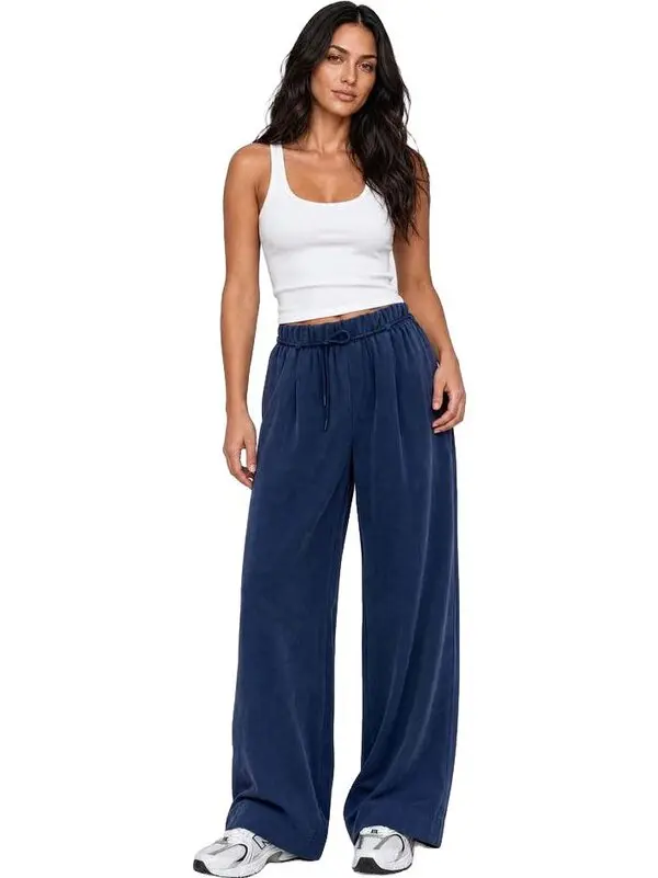 MONLICIA Calira 100% Modal High-waist Wide-leg Pants - Blue