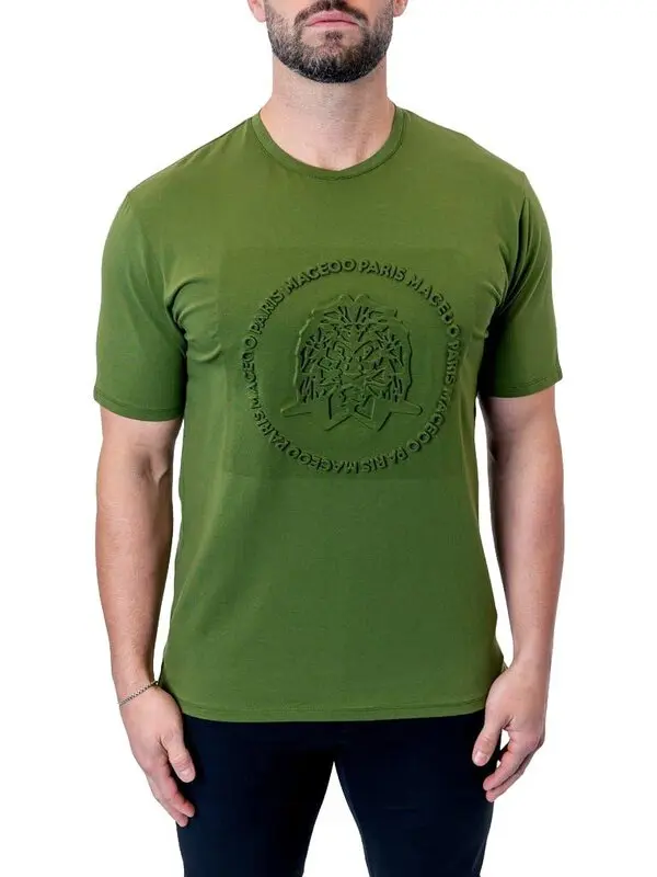 MACEOO Stamped Logo Stretch Cotton T-shirt - Green
