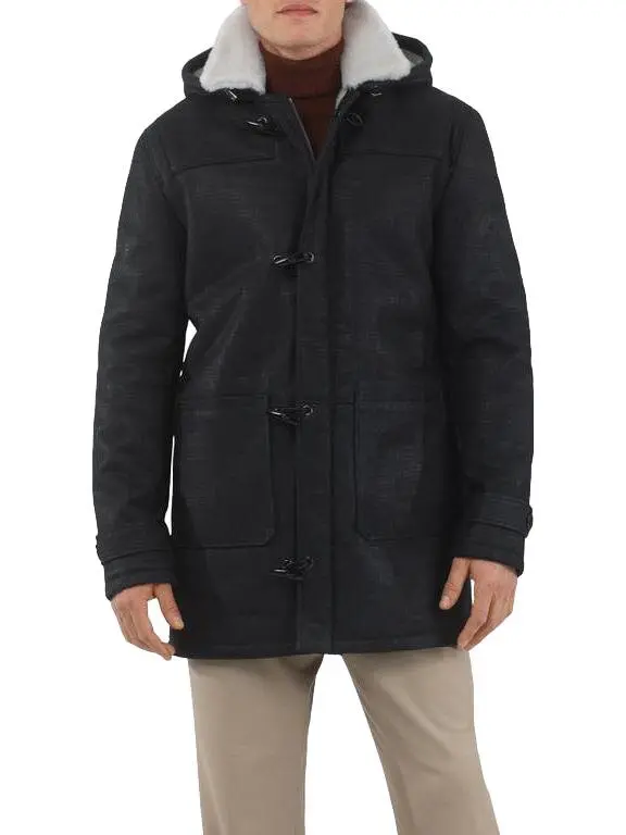 Gorski Genuine Shearling Parka - Black Pattern/white