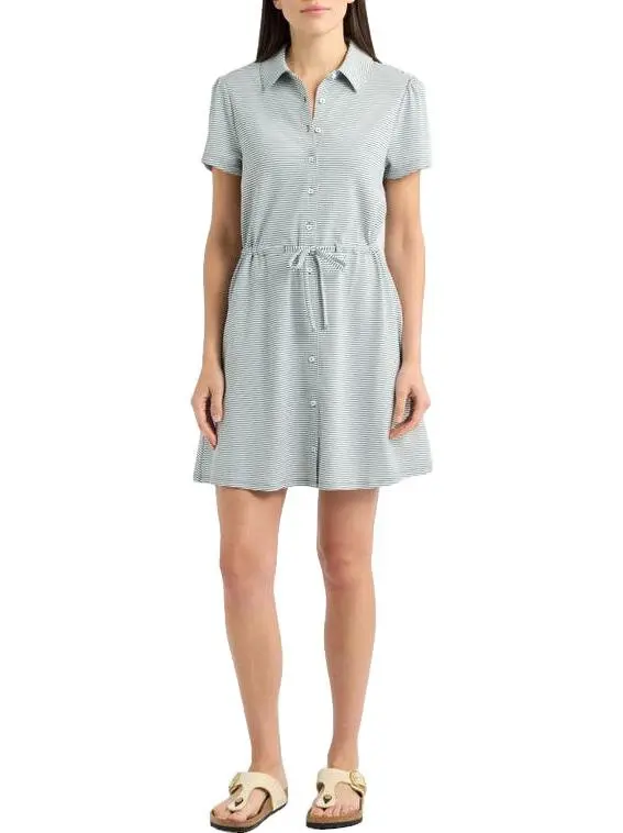 Tommy Bahama Costa Wave Striped Shirt Dress - Dk Jade