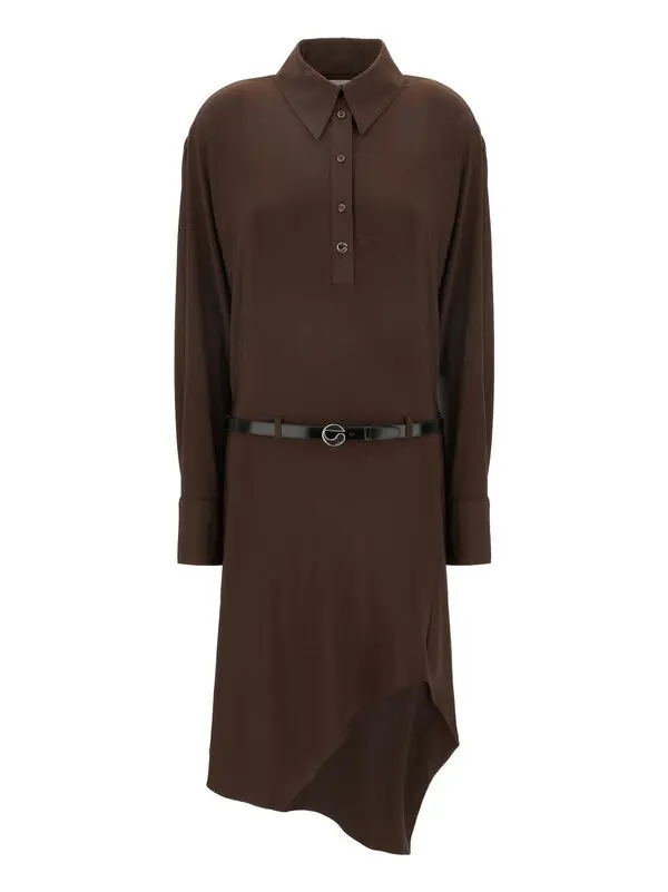 Coperni Long Sleeve Belted Dress - Multicolor