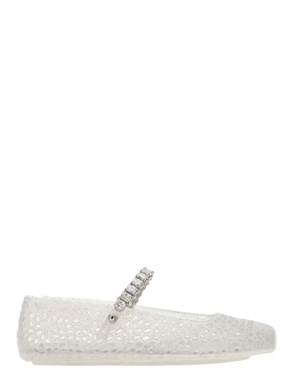 JIMMY CHOO Silver Tone Embellished Jelly Flats - Multicolor