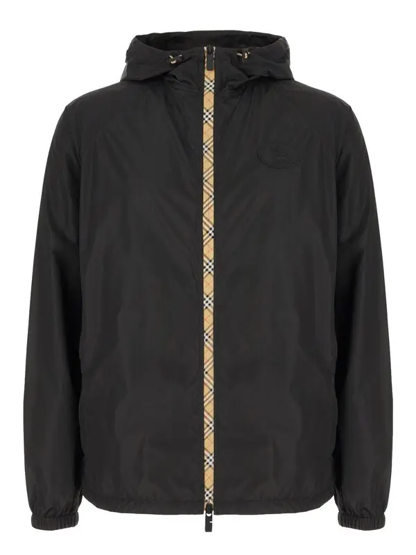 Burberry Hooded Jacket With Signature Check Trim - Multicolor