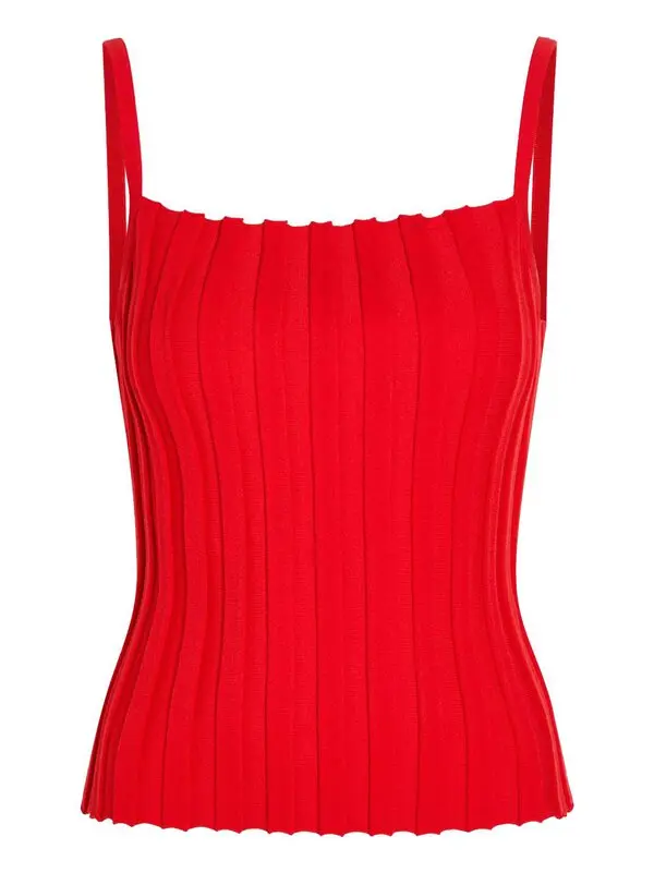Staud Skye Ribbed-knit Tank - Red