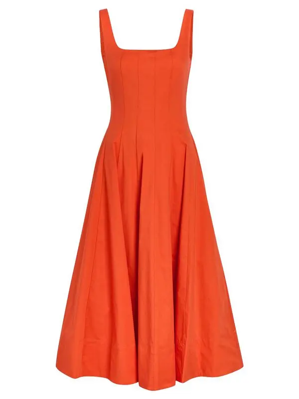 Staud Wells Stretch-cotton Midi Dress - Orange