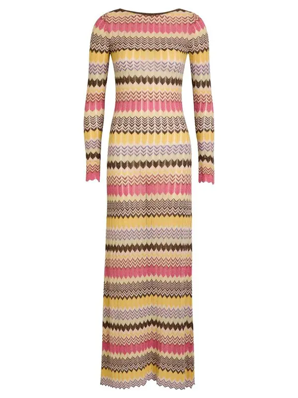 Faithfull The Brand Chevron Metallic-knit Maxi Dress - Stripe