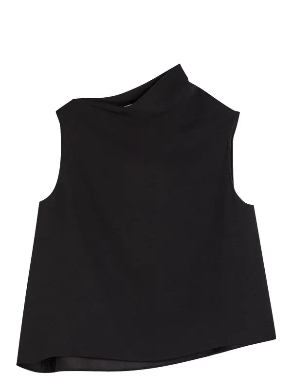 Vince Asymmetric Draped Crepe Top - Black