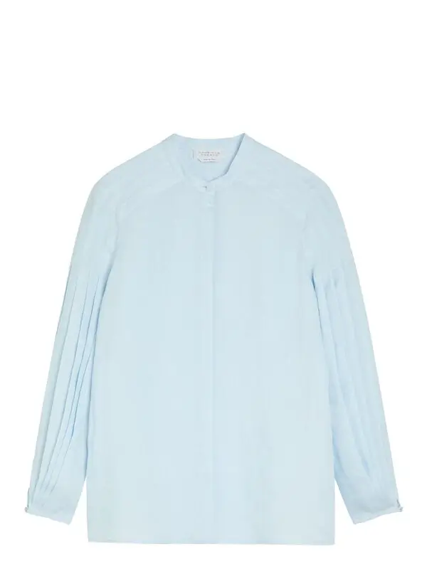 Gabriela Hearst Laetitia Pleated Linen Shirt - Light Blue