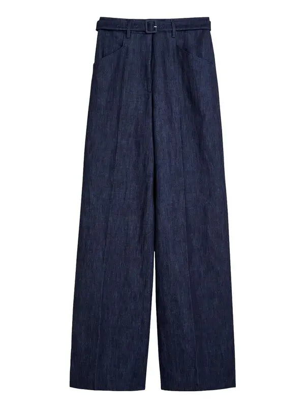 Gabriela Hearst Belted Wide-leg Trousers - Denim
