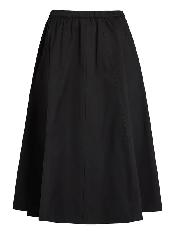 Vince Cotton Poplin Midi Skirt - Black