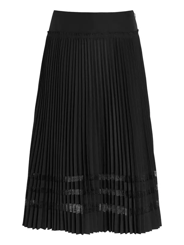 3.1 Phillip Lim Pleated Lace-insert Woven Midi Skirt - Black