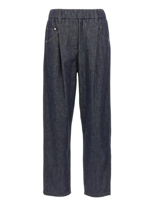 Brunello Cucinelli Elasticated Waistband Straight-leg Jeans - Black