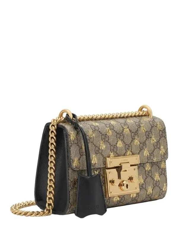 Gucci Gg Bees Padlock Small Shoulder Bag - Brown